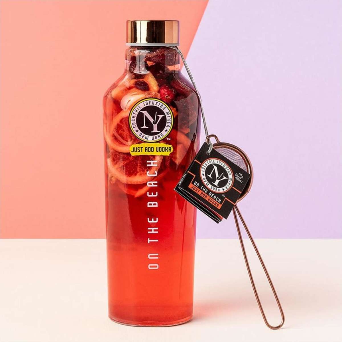 New York Cocktail Infusion Mixer On The Beach Bottle W Small Sieve 115g Woolworths