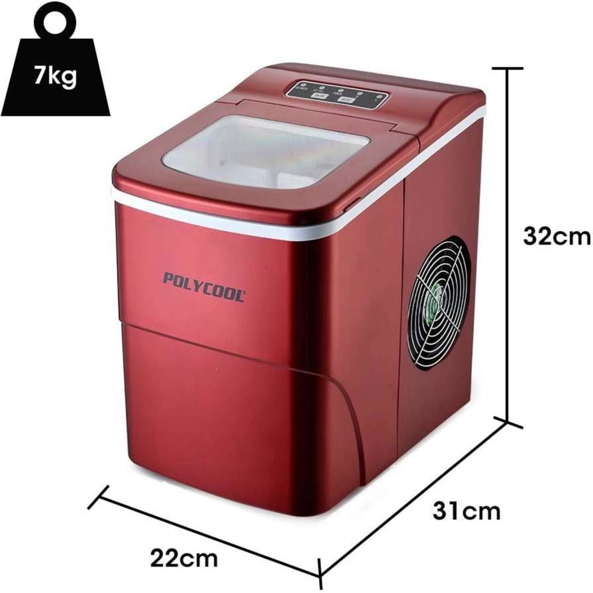 Polycool 2l Portable Ice Cube Maker Machine Automatic With Control
