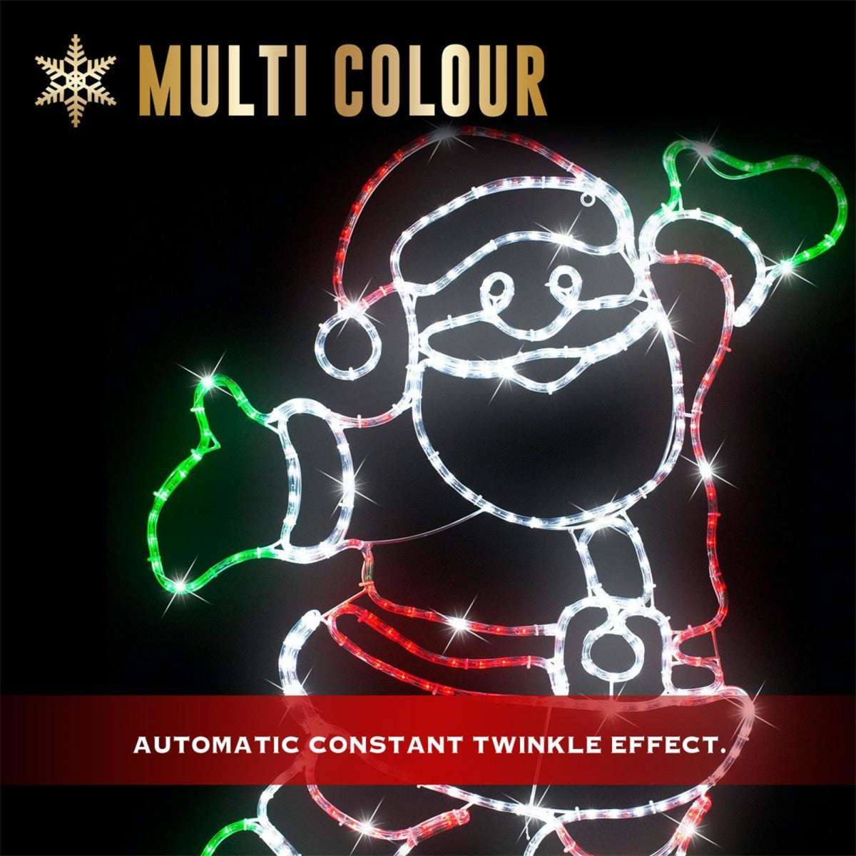 Stockholm Christmas Lights LED Ropelight Happy Santa Multi | Woolworths
