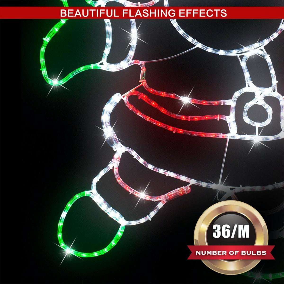 Stockholm Christmas Lights LED Ropelight Happy Santa Multi | Woolworths