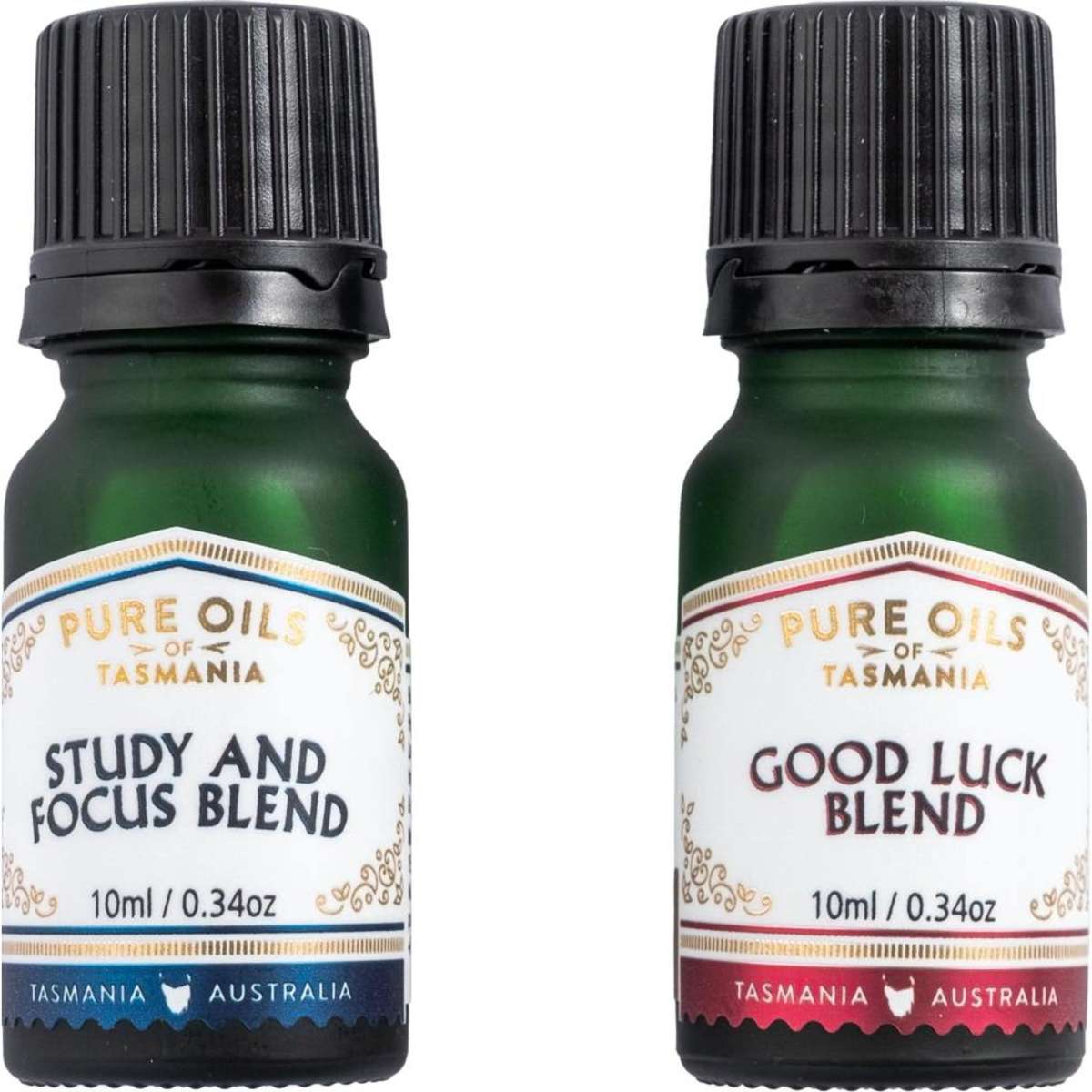 Pure Oils of Tasmania Study/Focus and Good Luck Oils Double Set 20ml ...