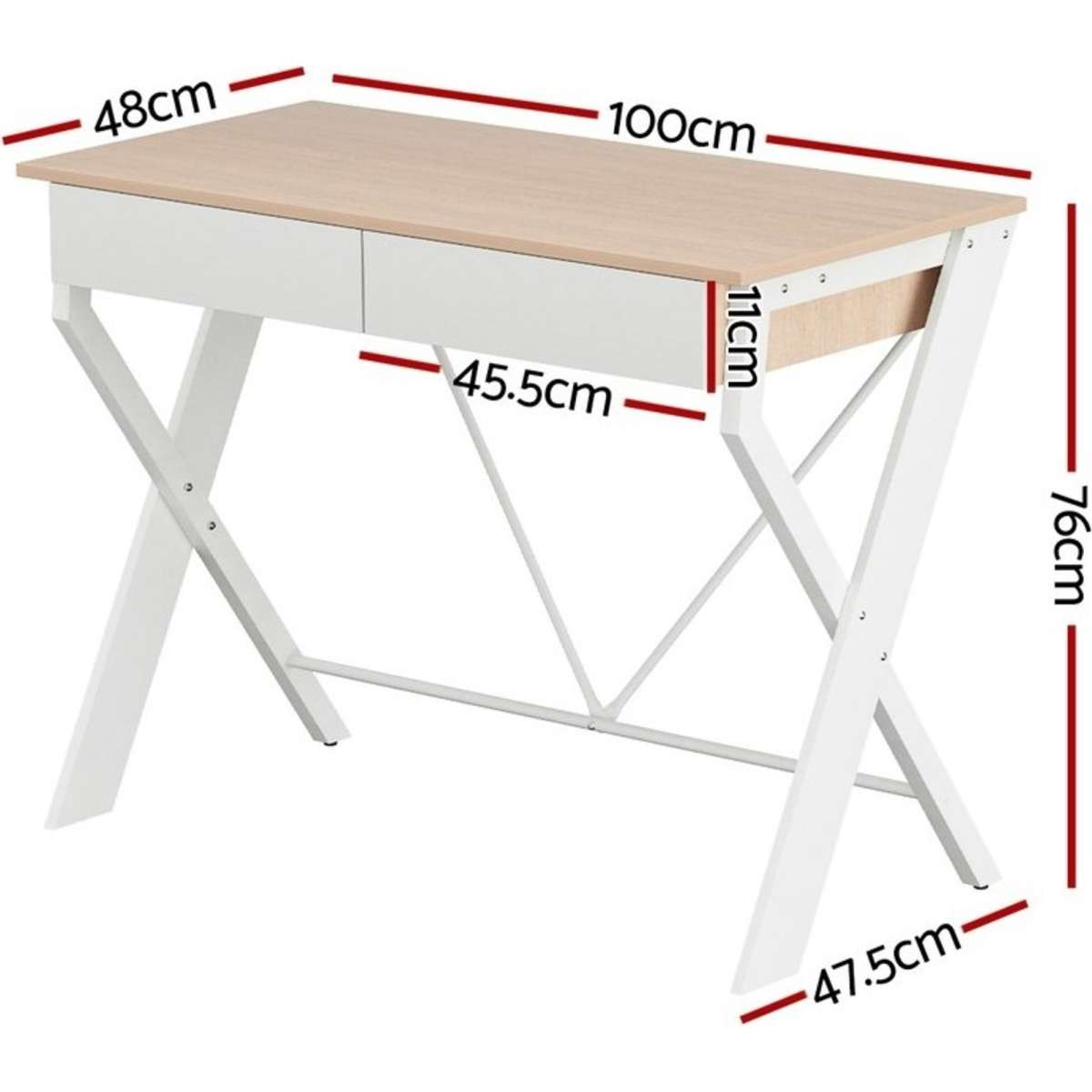 Artiss Computer Desk Drawer Oak 100CM | Woolworths