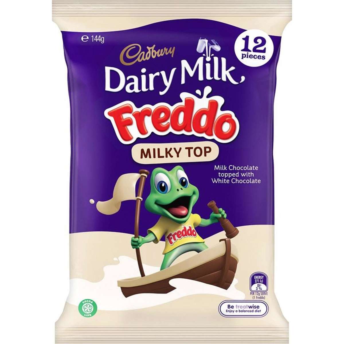 Cadbury Dairy Milk Chocolate Milky Top Freddo Share Pack 144g 3x 12pc ... Cadbury Dairy Milk Chocolate Milky Top Freddo Share Pack 144g 3x 12pc ...