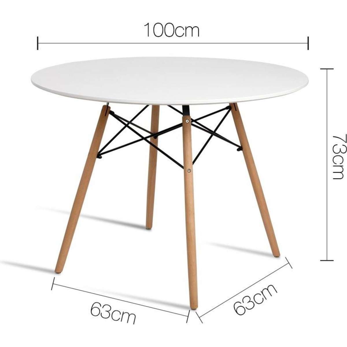 Artiss Dining Table Round White 4 Seater 100CM | Woolworths
