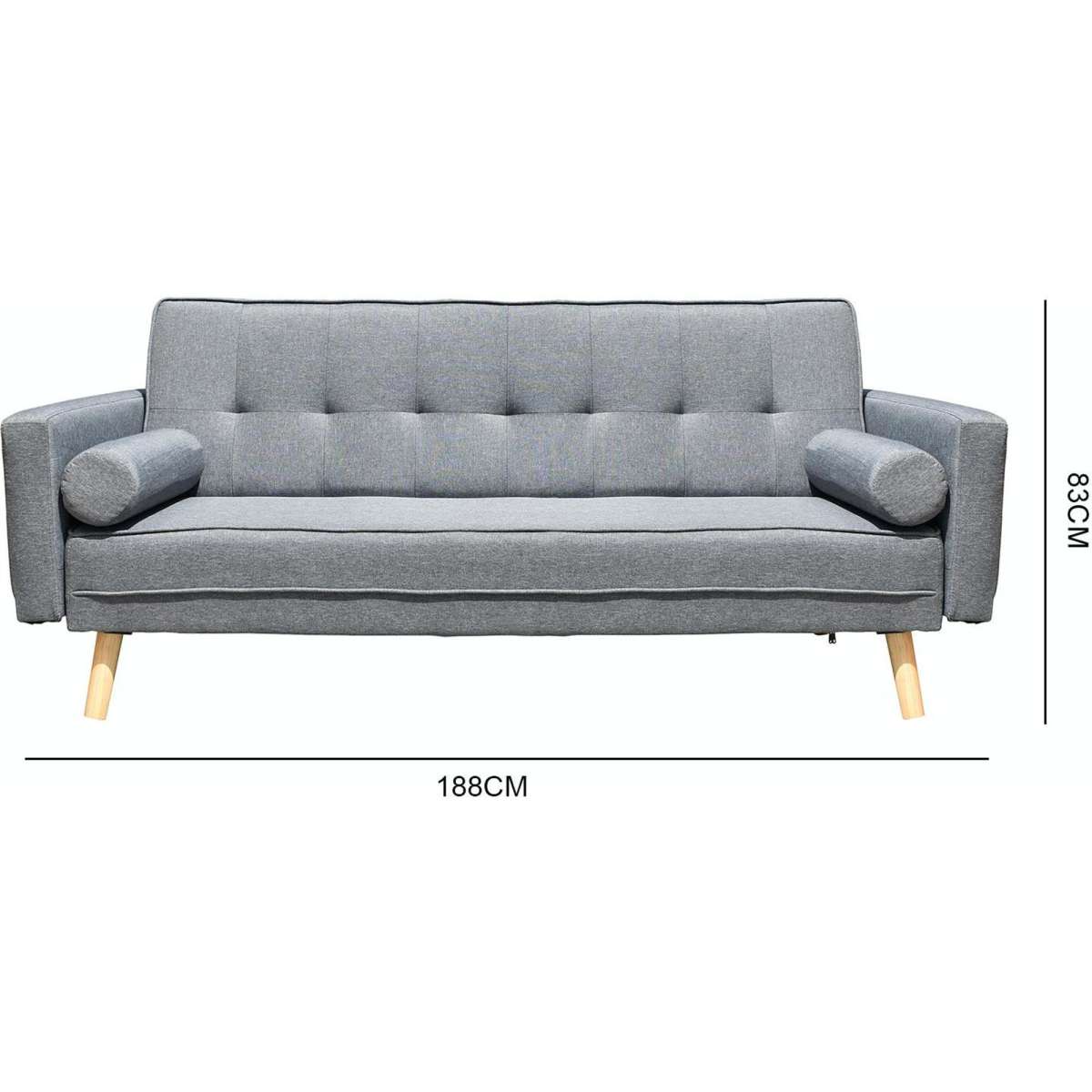 Casa Decor Sicily 2 in 1 Sofa Bed 3 Seater Futon Couch Recliner || Colour: Charcoal | Woolworths