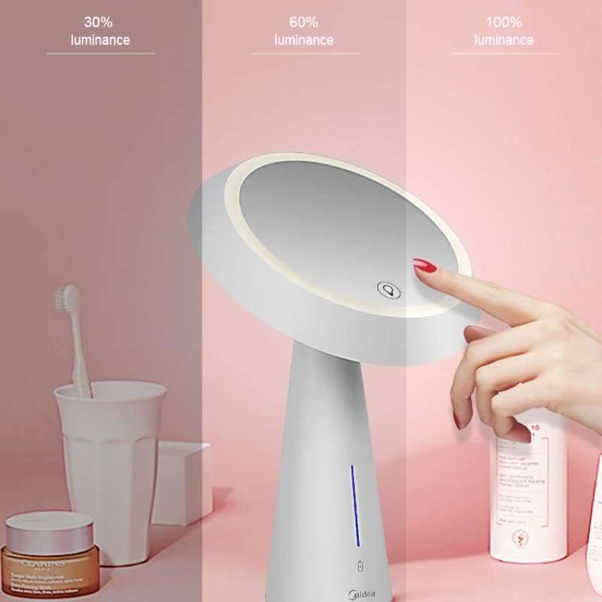 Midea LED 2 in 1 Makeup Mirror Table Light Up Lamp White | Woolworths