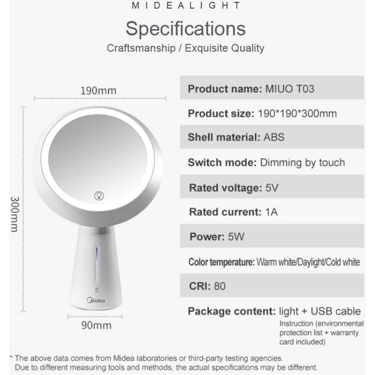 Midea LED 2 in 1 Makeup Mirror Table Light Up Lamp White | Woolworths