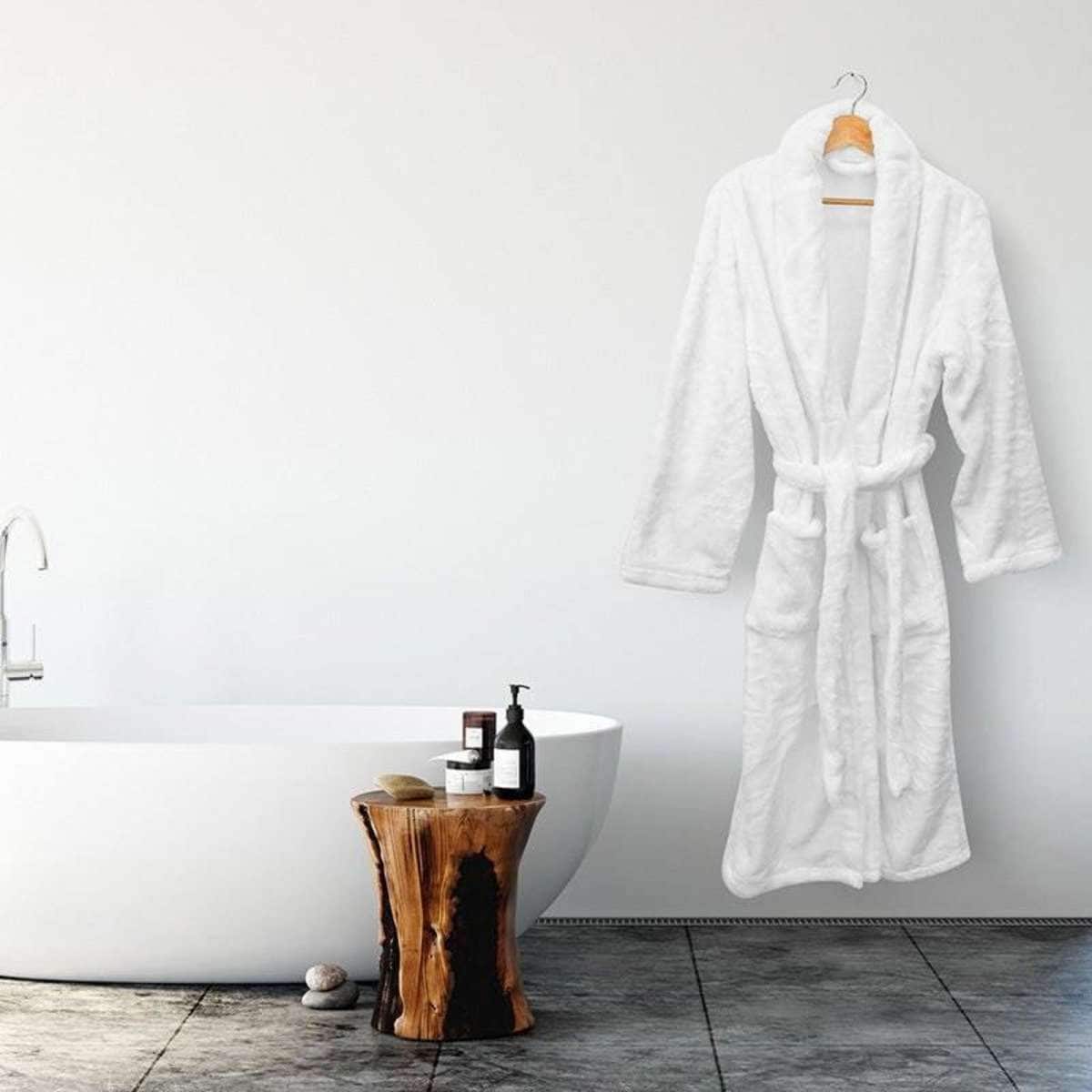 Odyssey Silk Touch Bathrobe White Large/Extra-Large | Woolworths