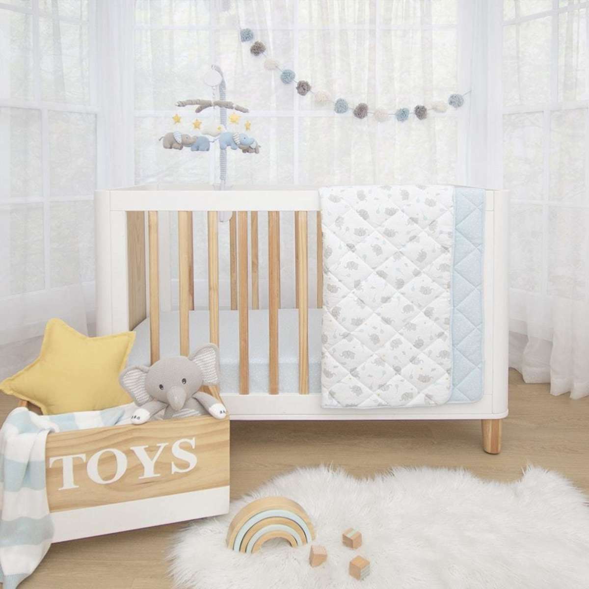 Living Textiles Musical Mobile Set Mason Elephant | Woolworths