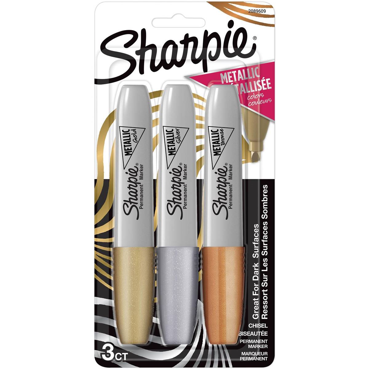 Sharpie Permanent Markers Metallic 3 Pack | Woolworths
