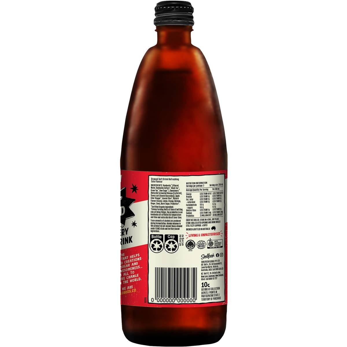 Lo Bros Kombucha Soda Cola 750ml | Woolworths