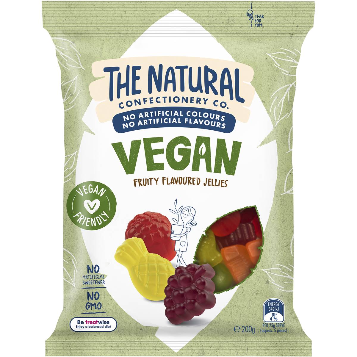 The Natural Confectionery Co Vegan Fruity Flavoured Lollies 200g The Natural Confectionery Co Vegan Fruity Flavoured Lollies 200g