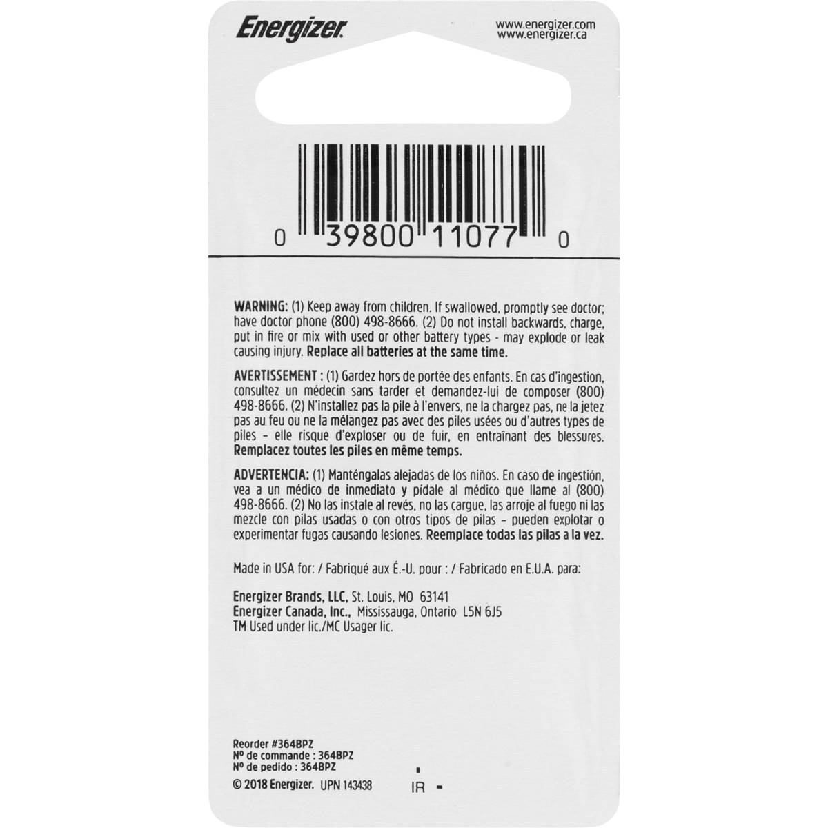 Energizer 364 Battery Each | Woolworths