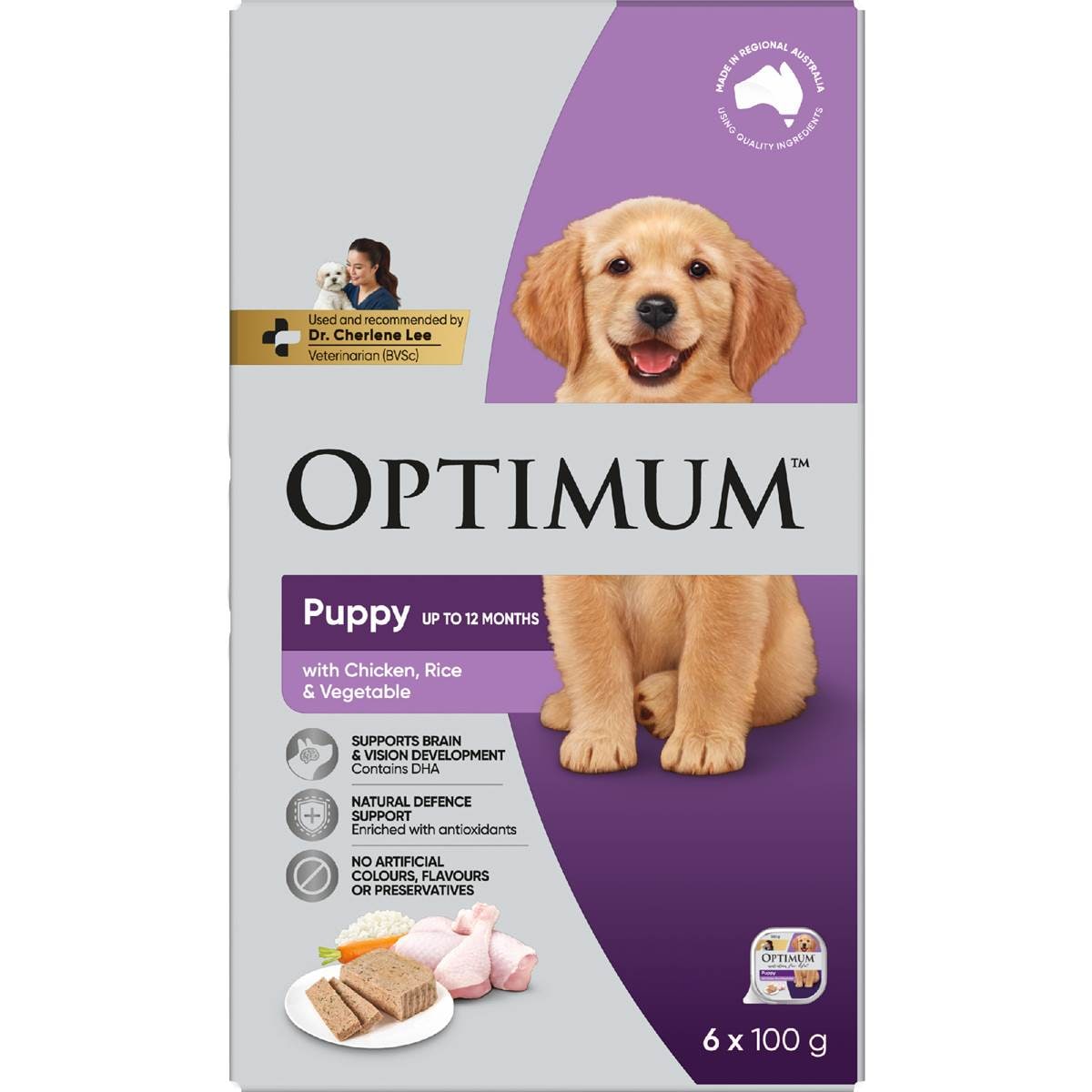 Optimum Chicken Rice & Vegetables Wet Puppy Food 6 Pack | Woolworths