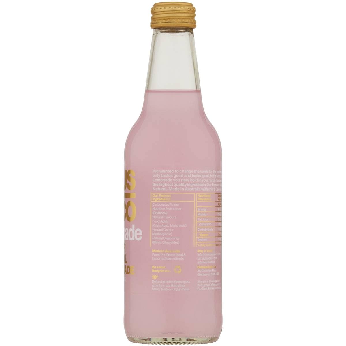 Famous Soda Co Pink Lemonade 330ml | Woolworths