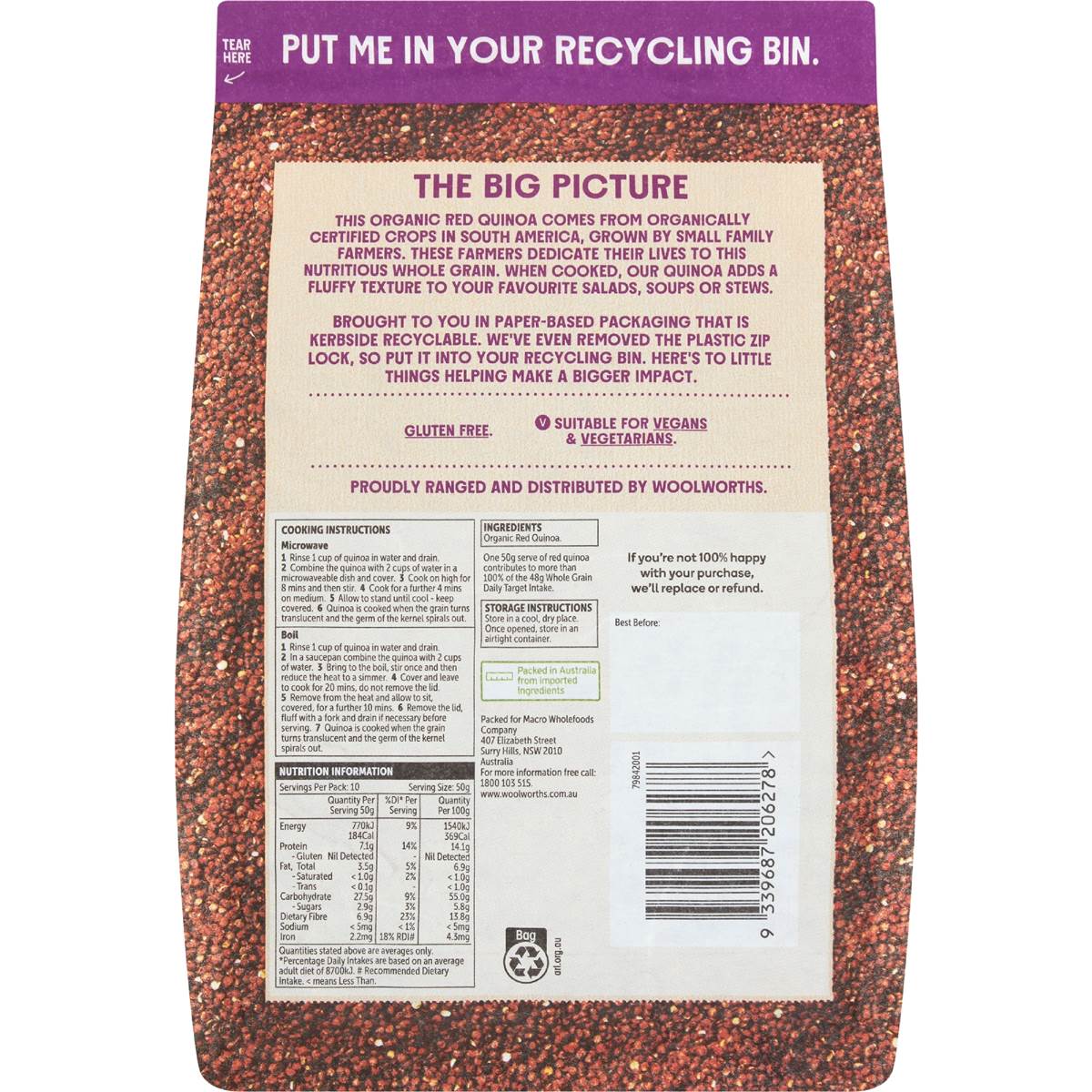 Macro Organic Red Quinoa 500g | Woolworths