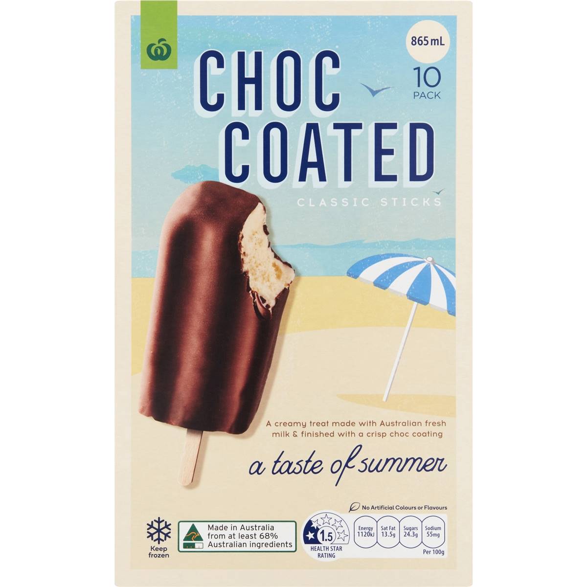 Woolworths Choc Coated Classic Frozen Dessert Sticks 10 Pack | Woolworths