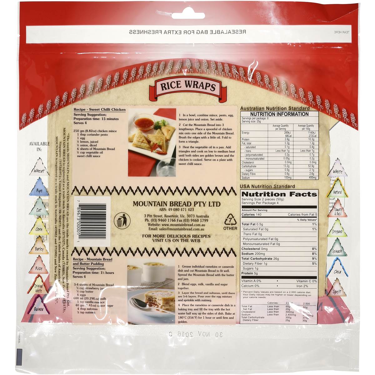 Mountain Bread Rice Mountain Bread 200g | Woolworths