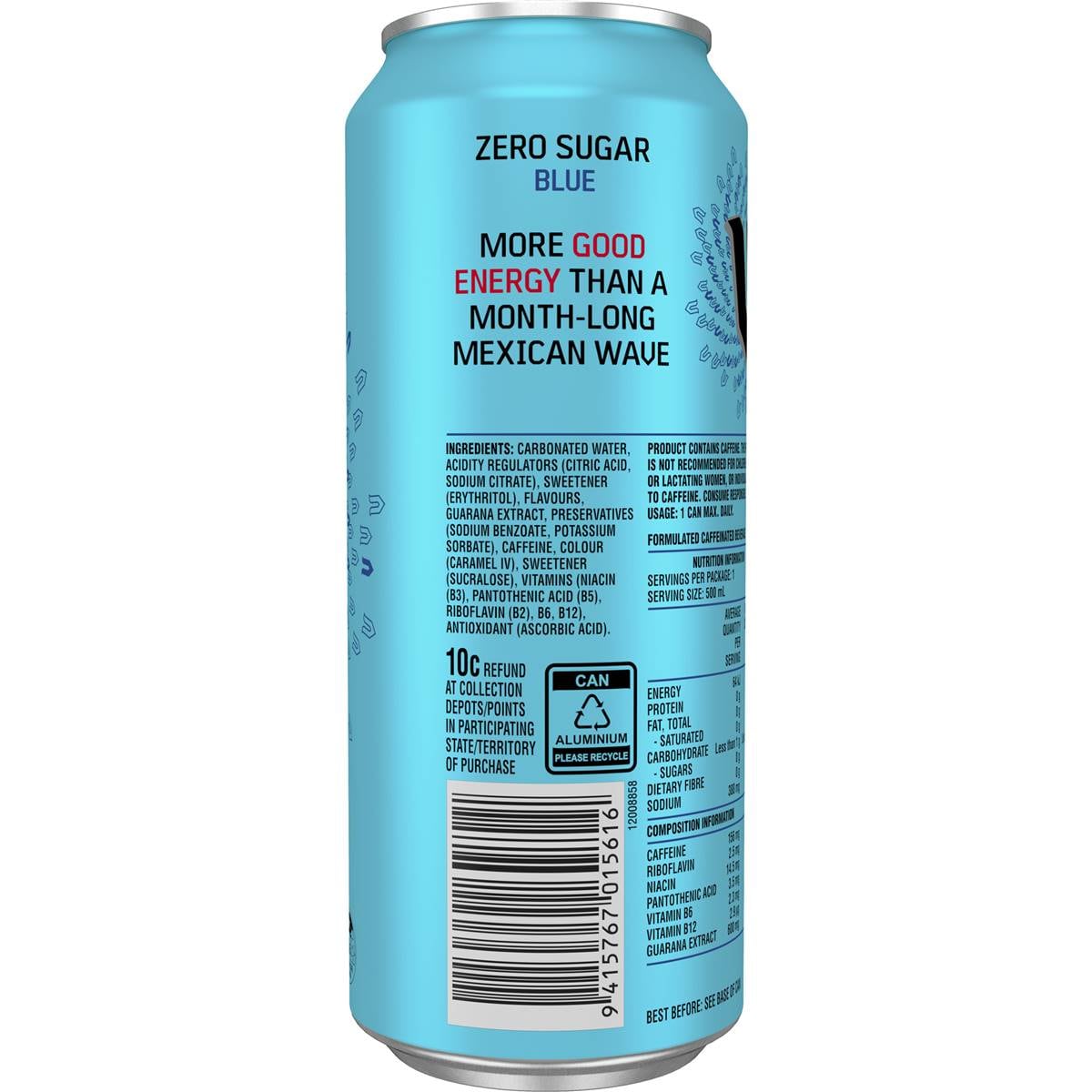 V Energy Sugar Free Blue 500ml | Woolworths