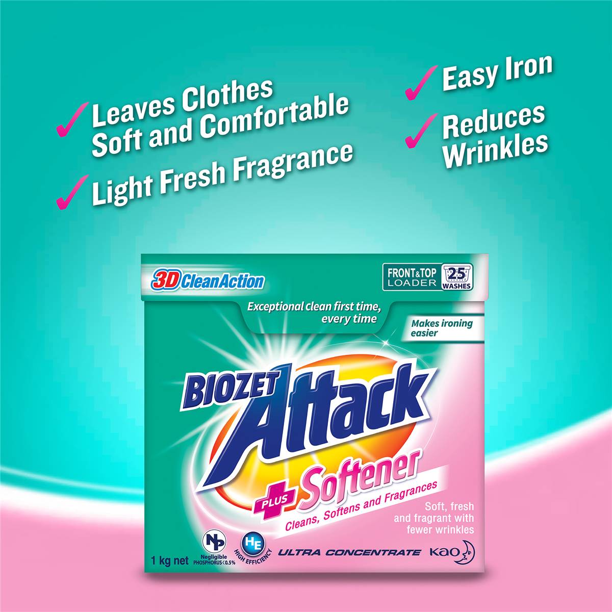 Biozet Attack Plus Softener Powder 1kg | Woolworths