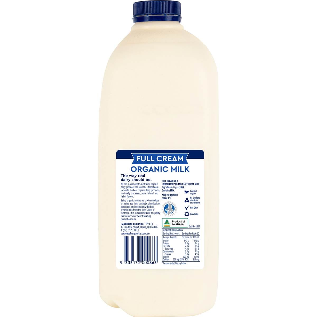 East Coast Sustainable Dairy Organic Full Cream Milk 2l | Woolworths