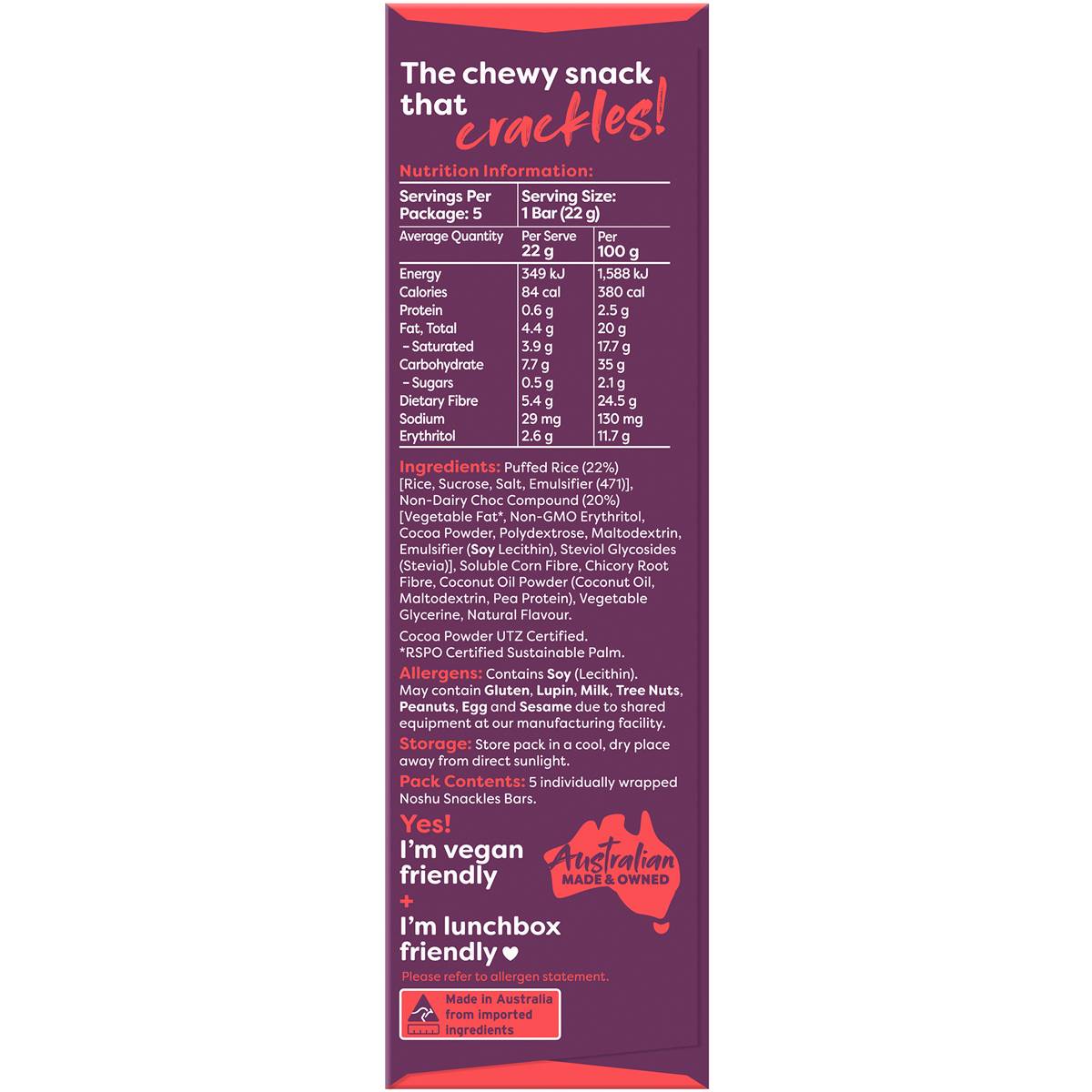 Noshu 97% Sugar Free Double Choc Snackles Bars 110g | Woolworths