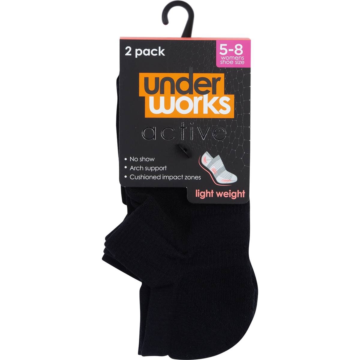 Underworks Ladies Ultra Lite Socks Size 5-8 Assorted 2 Pack | Woolworths