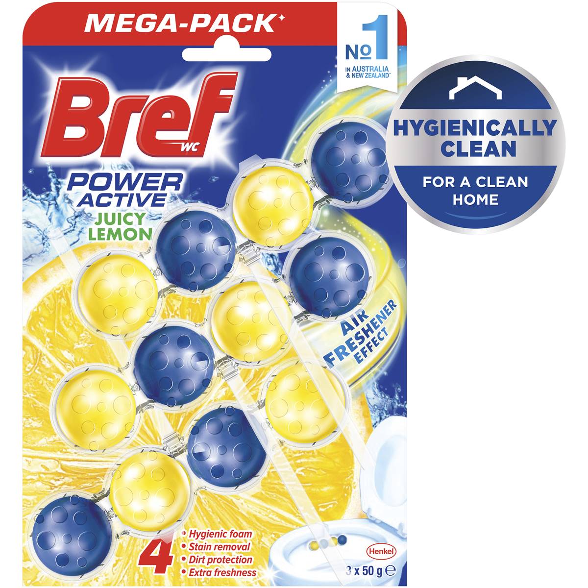 Bref Power Active Juicy Lemon Toilet Cleaner Block 50g X 3 Pack ...