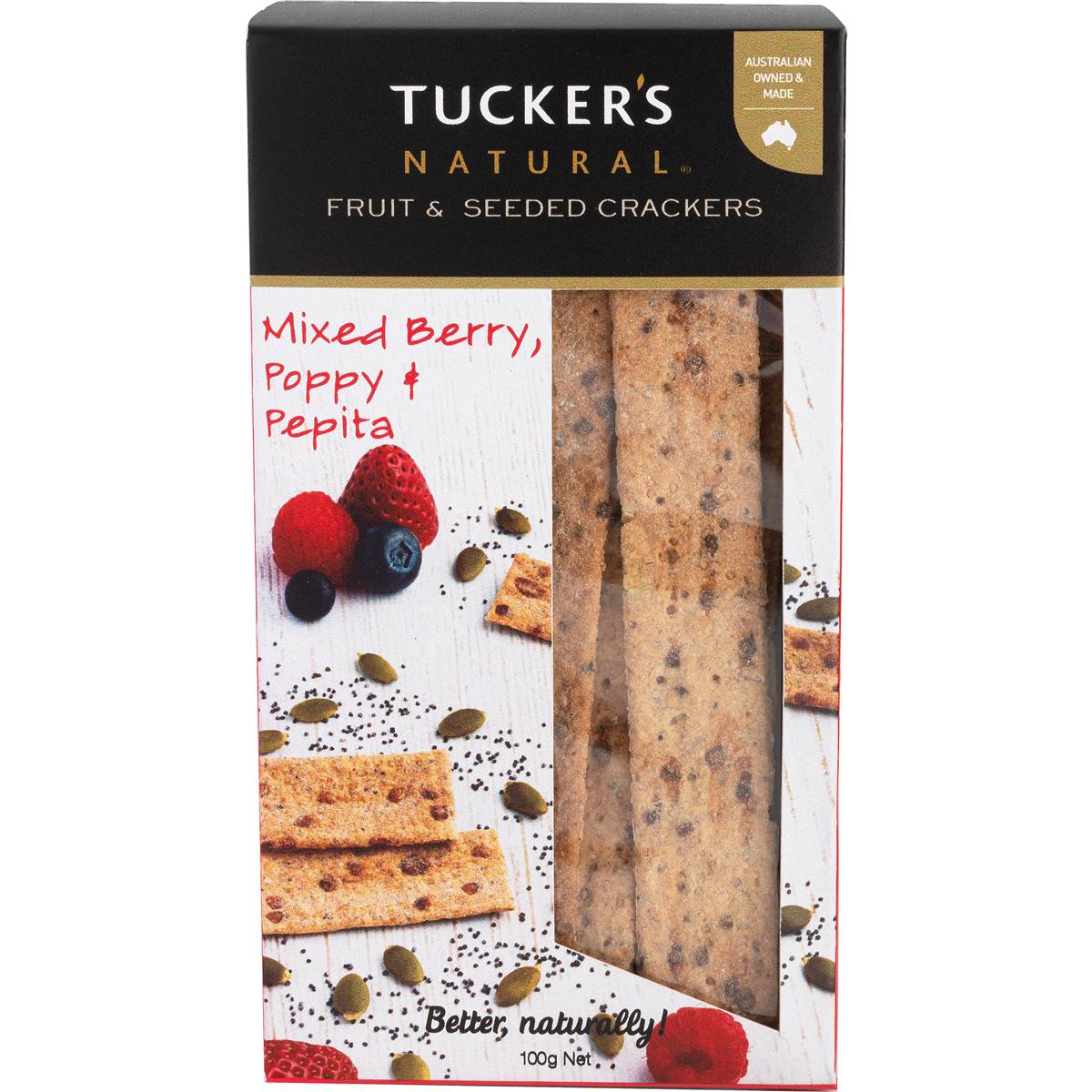 Tucker's Fruit & Seeded Crackers Mixed Berry, Poppy & Pepita 100g ...