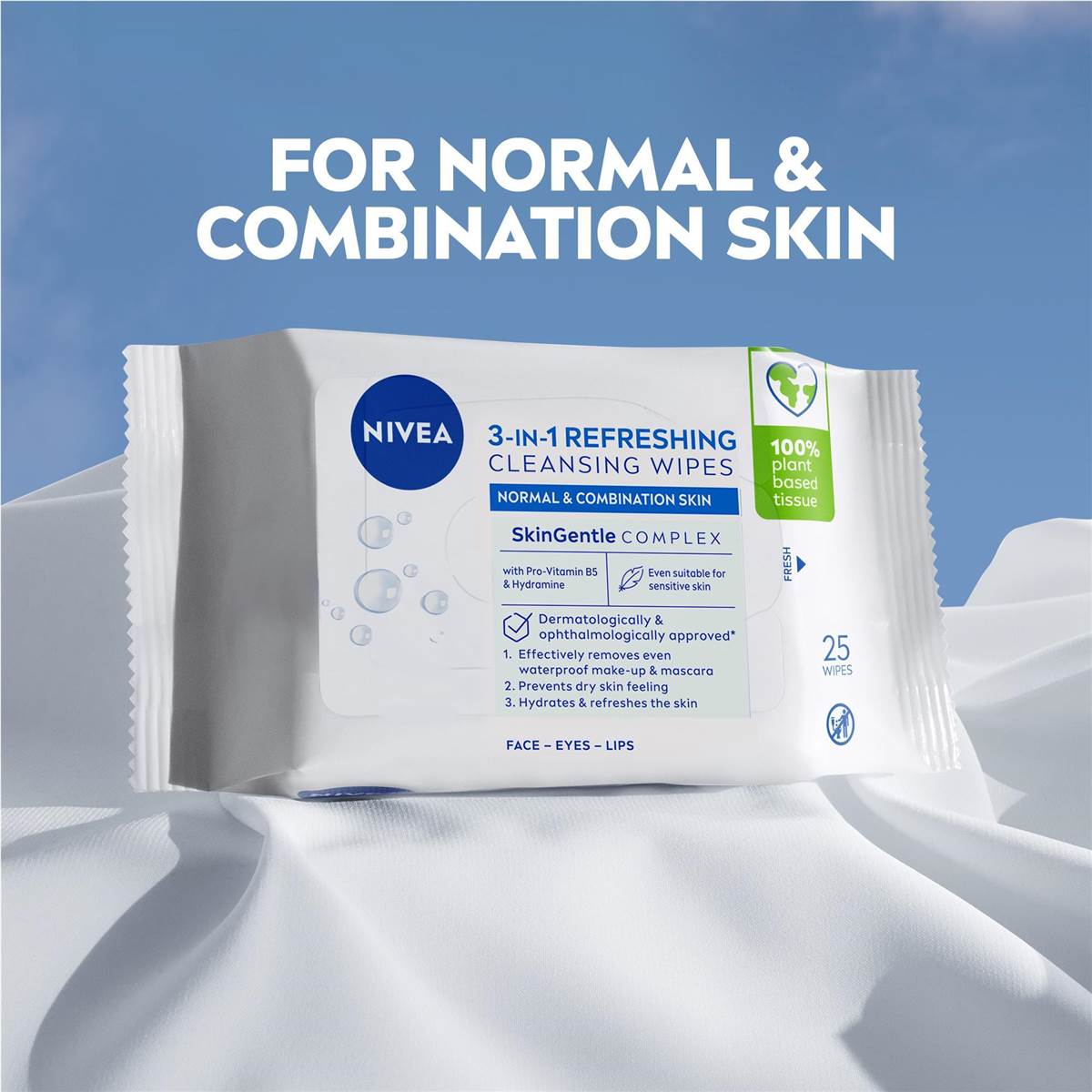 Nivea Refreshing Biodegradable Face Cleansing Makeup Wipes 25 Pack ...