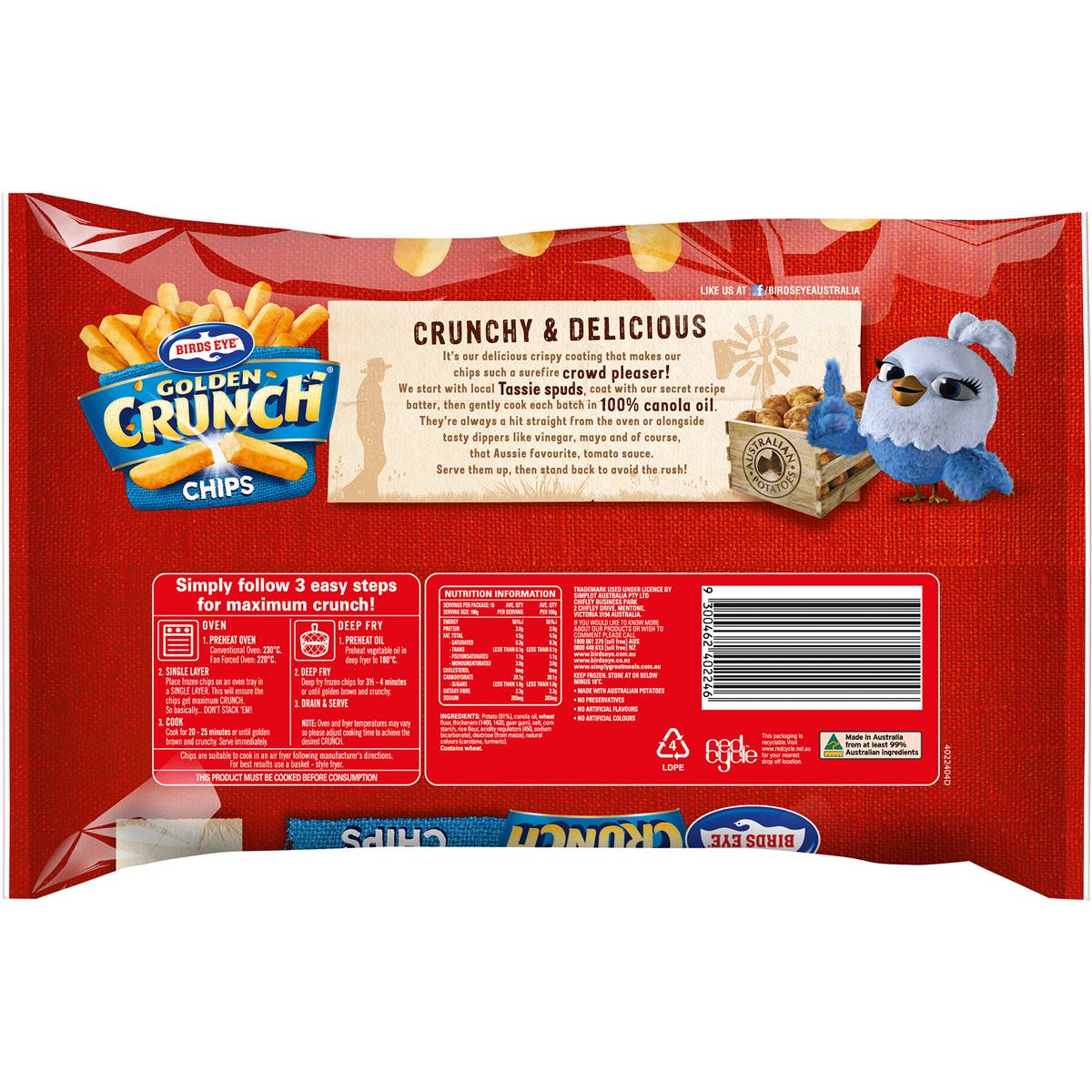 Birds Eye Golden Crunch Straight Cut Chips 1kg | Woolworths
