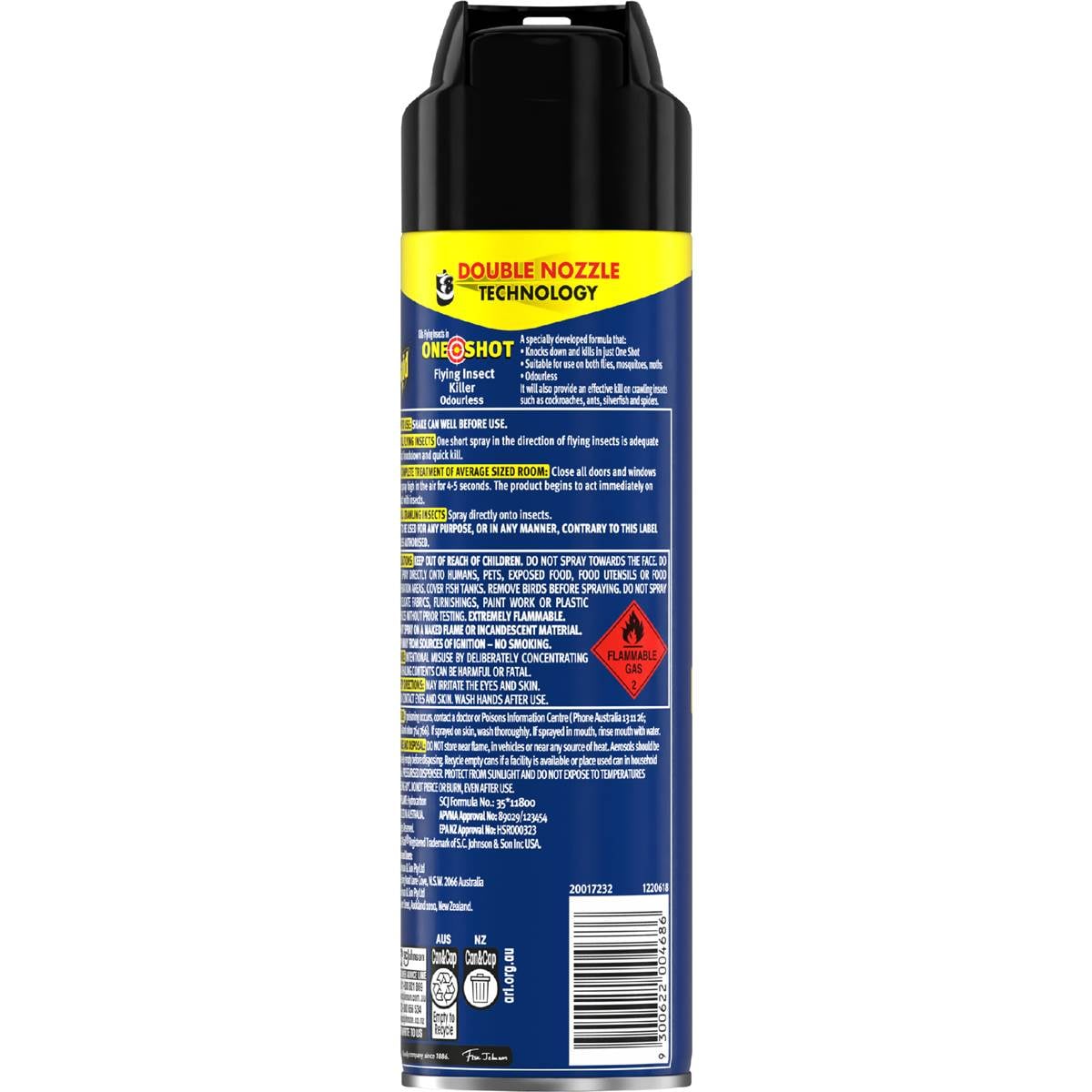 Raid One Shot Pest Odourless Flying Insect Spray Double Nozzle 320g ...
