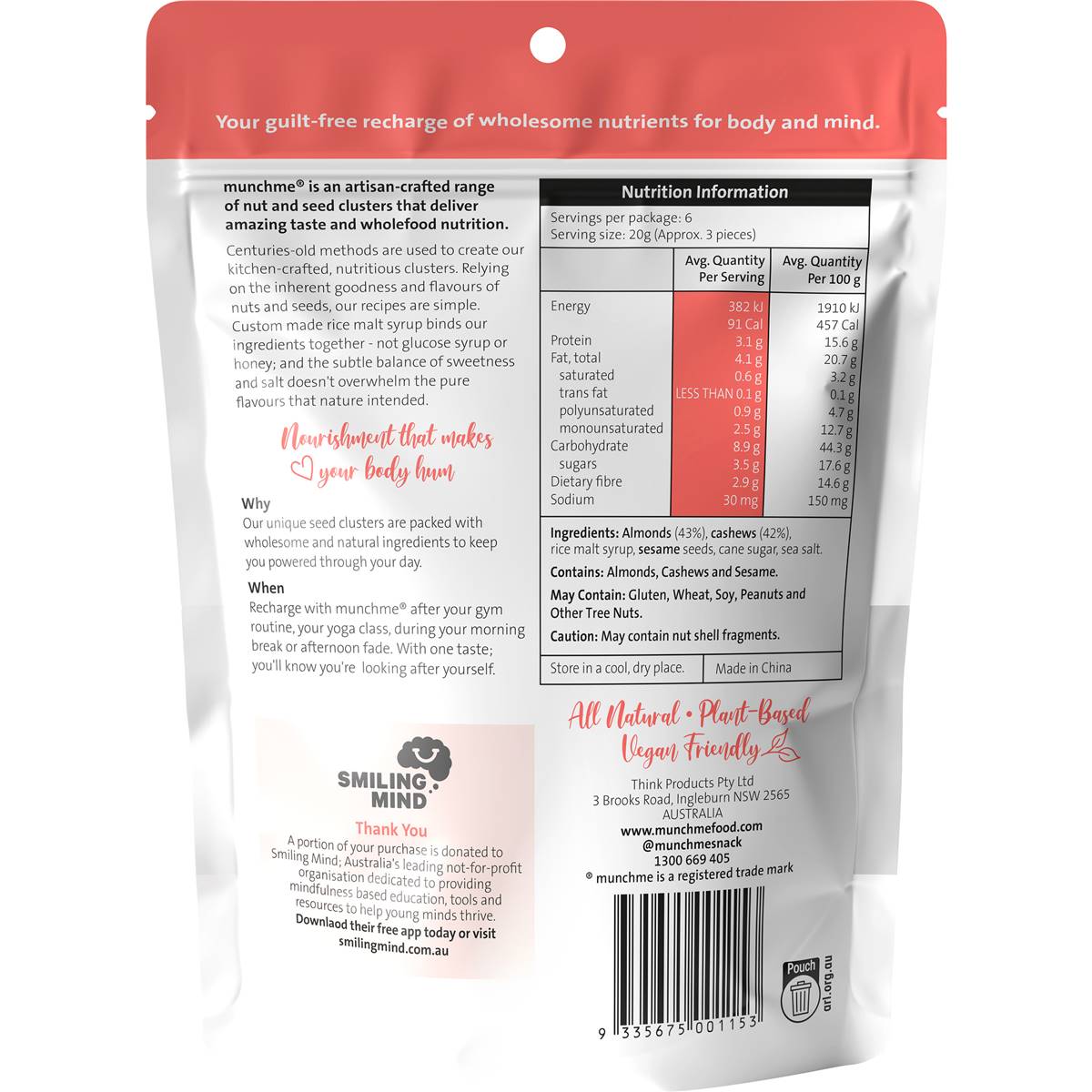 Munchme Roasted Almond Cashew 120g | Woolworths