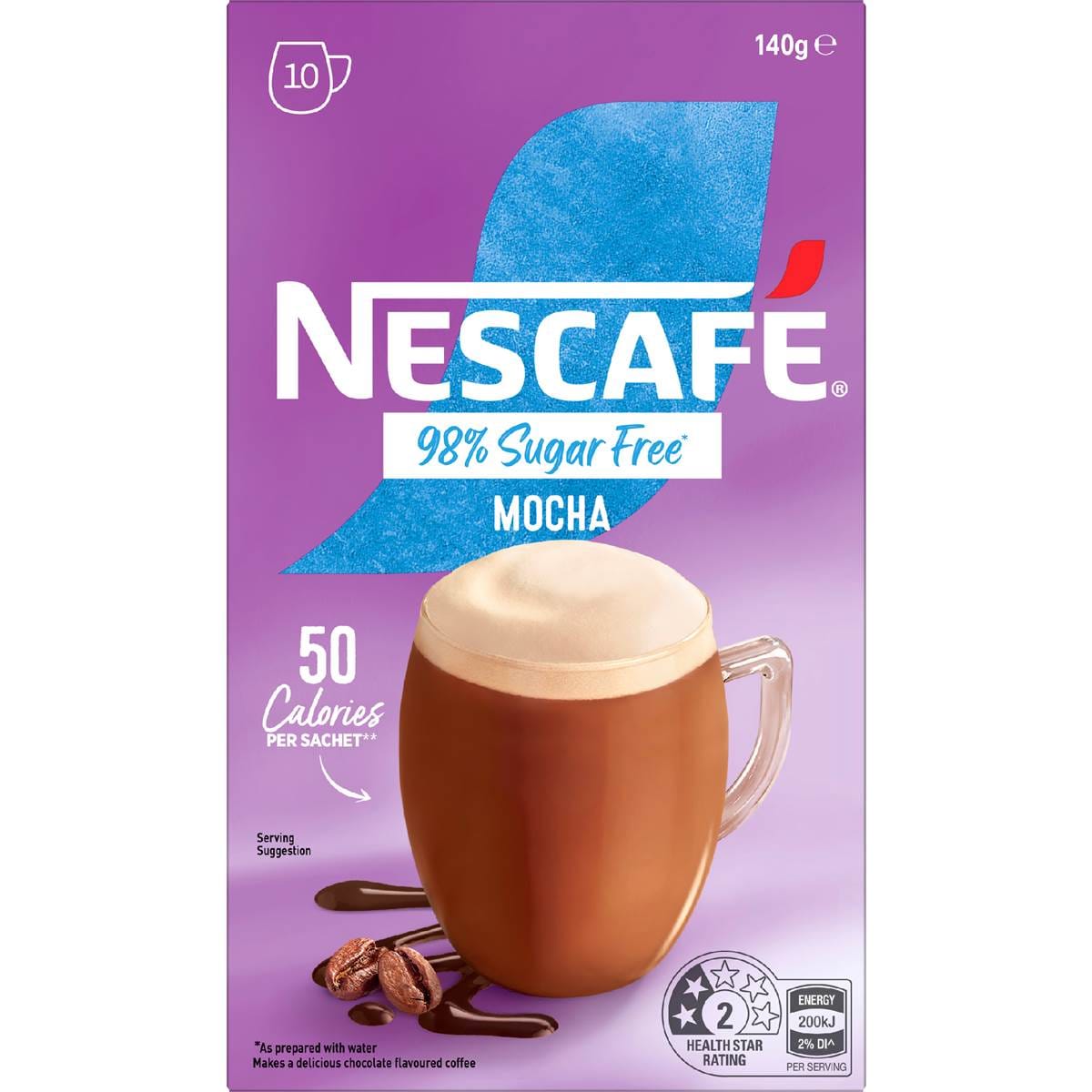 Nescafe 98% Sugar Free Mocha Coffee Sachets 10 Pack | Woolworths