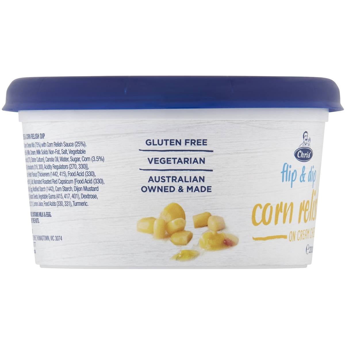 Chris' Flip & Dip Corn Relish On Cream Cheese 200g | Woolworths