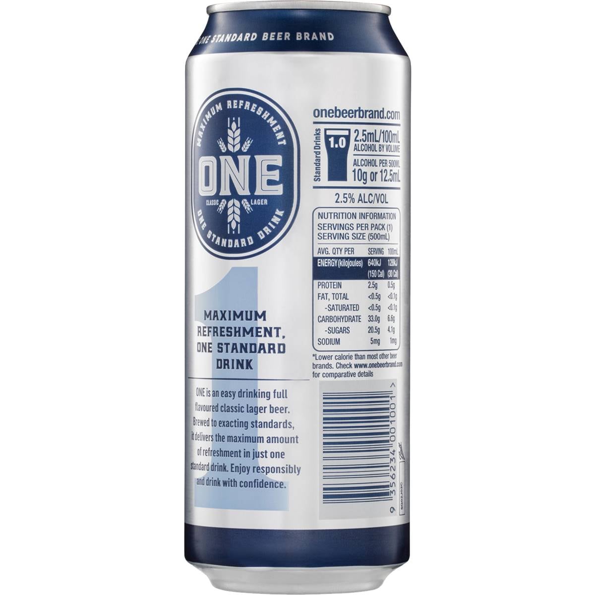 One Classic Lager Can 500ml | Woolworths