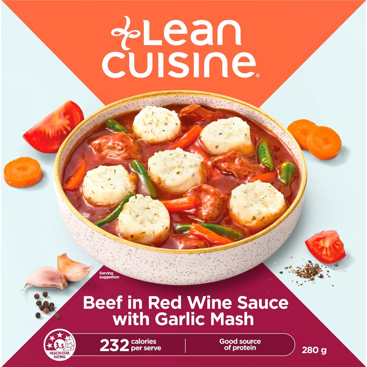 Lean Cuisine Beef In Red Wine Sauce With Garlic Mash Frozen Meal 280g ...