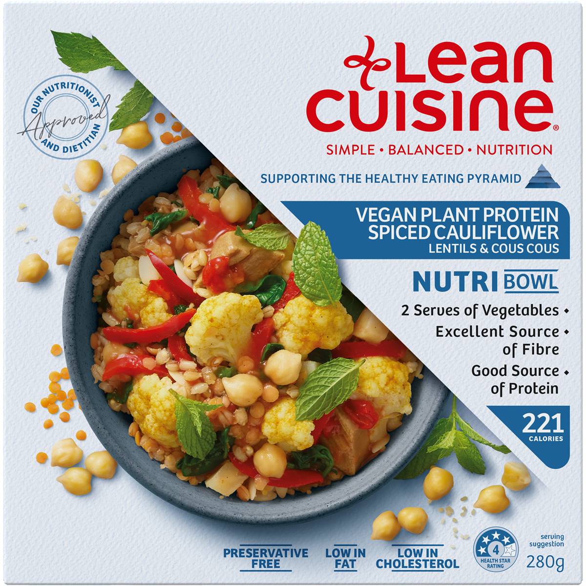 Lean Cuisine Vegan Plant Protein Spiced Cauliflower Nutri Frozen Meal ...