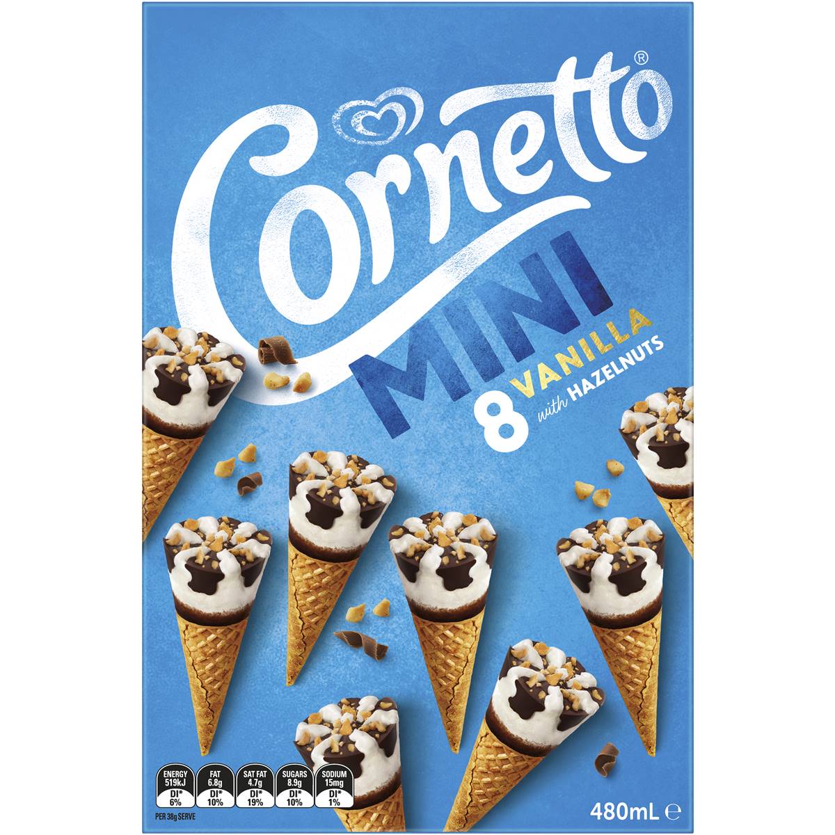 Streets Cornetto Mini Vanilla With Hazelnuts 8 Pack | Woolworths