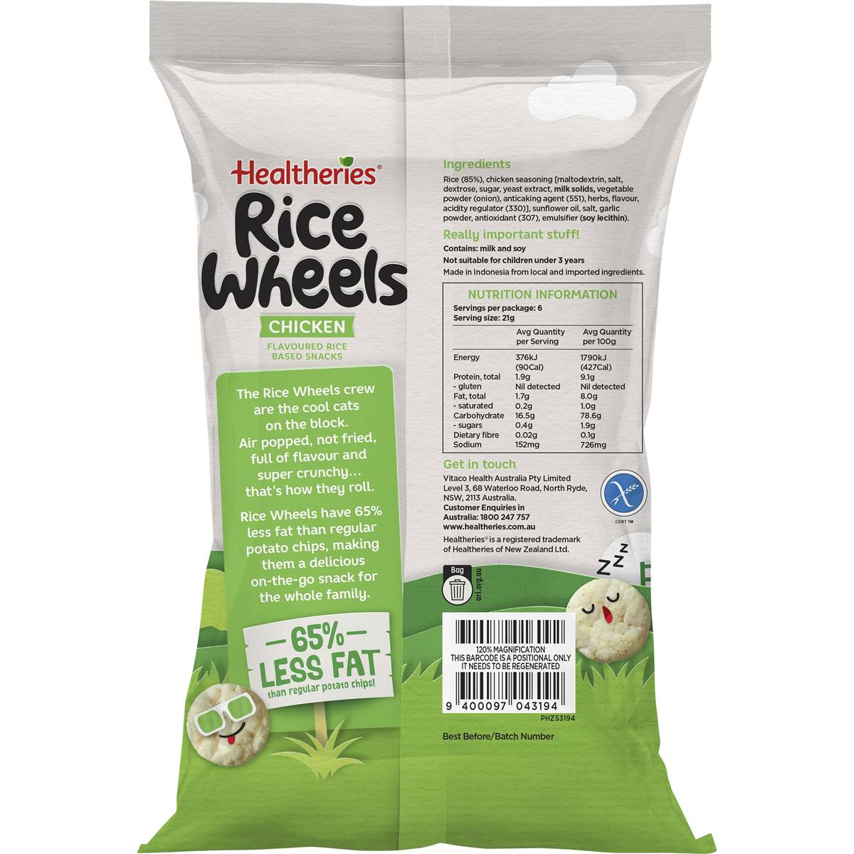 Healtheries Rice Wheels Chicken Multipack Gluten Free Lunchbox Snacks ...