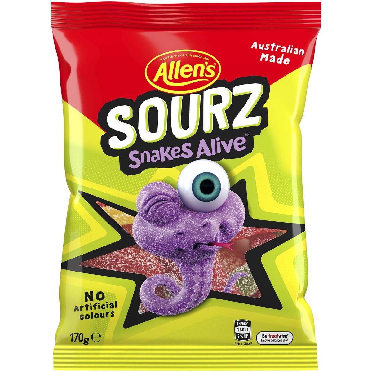 Allen's Sourz Snakes Alive 170g | Woolworths