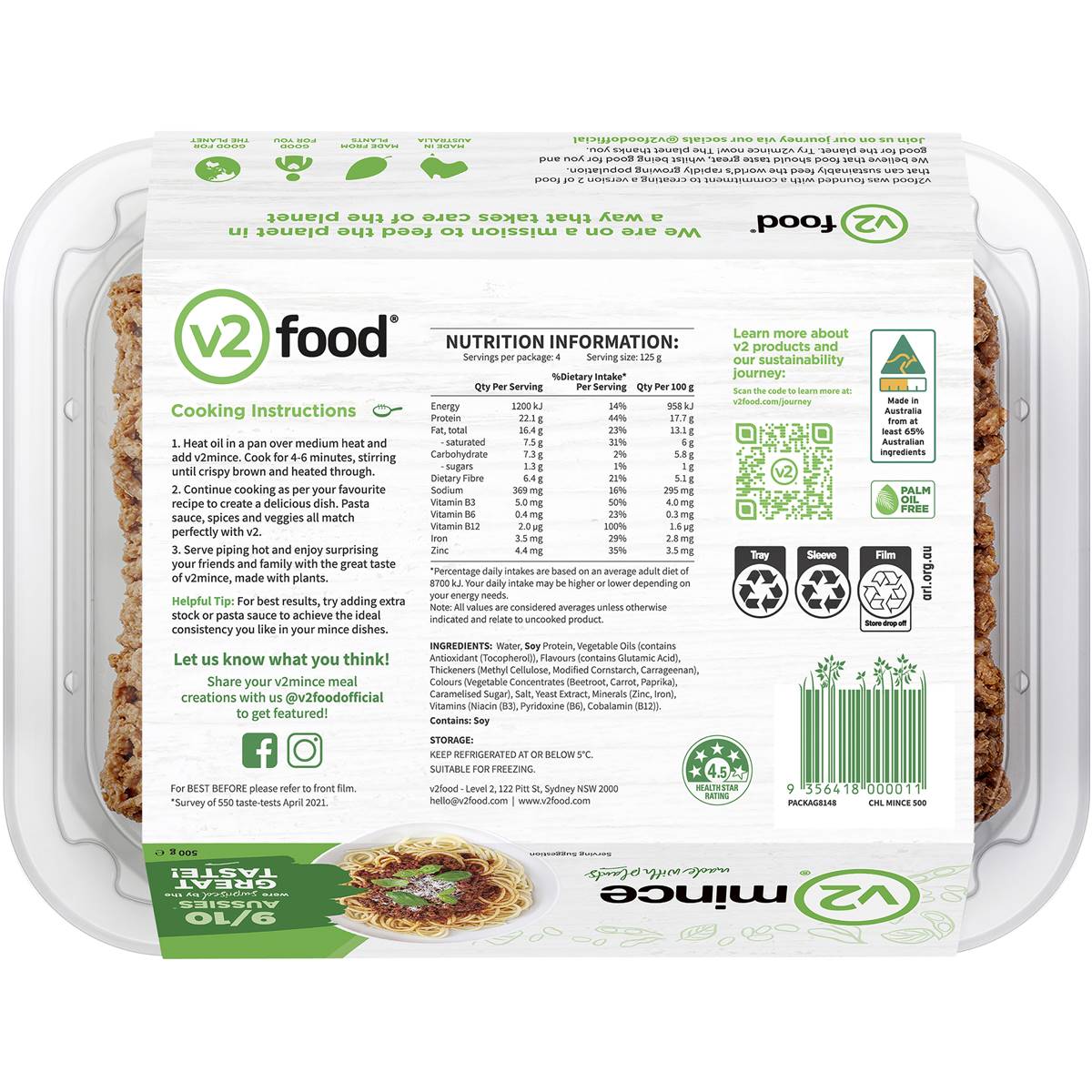 V2 Plant Based Mince 500g | Woolworths