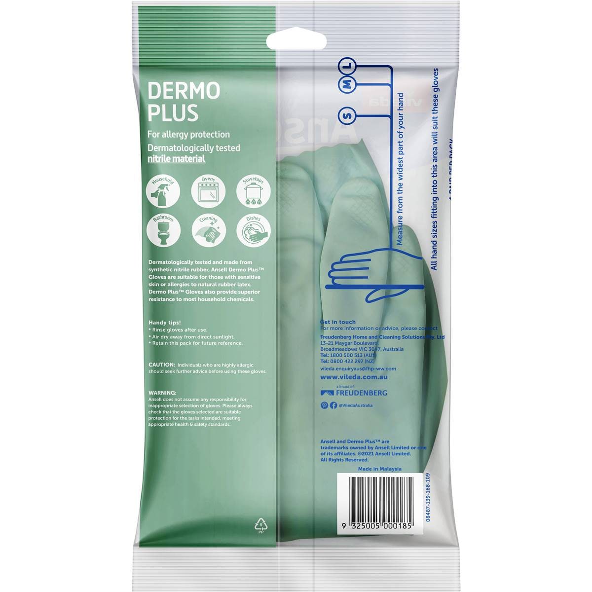 Vileda Ansell Dermo Plus Gloves Small Pair Each | Woolworths