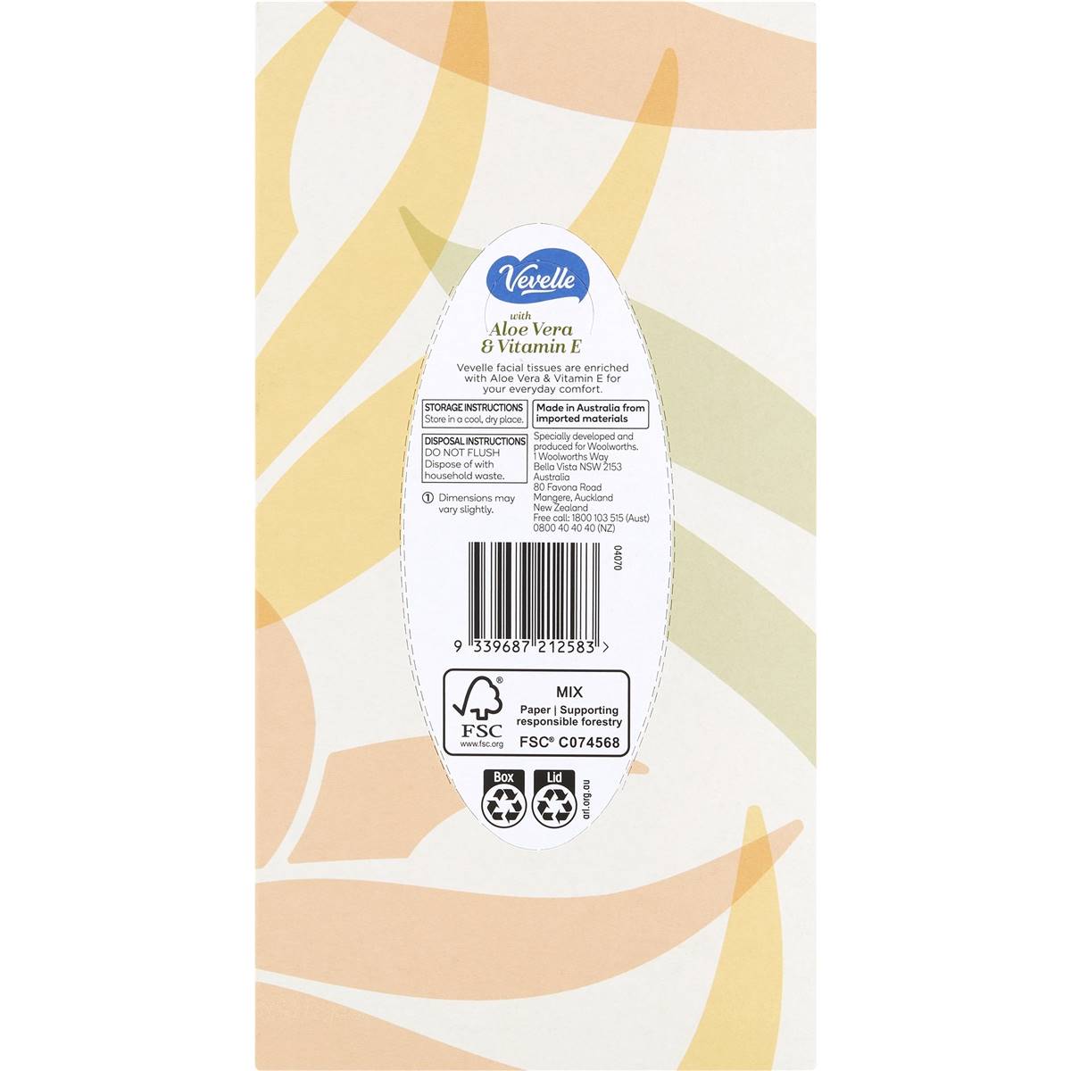 Vevelle Aloe Vera Tissues 3ply 95 Pack | Woolworths