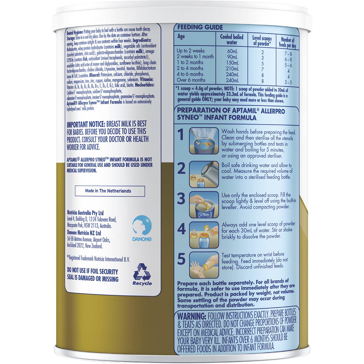 Aptamil Allerpro Syneo 1 Baby Formula Allergy From Birth To 6 Months ...