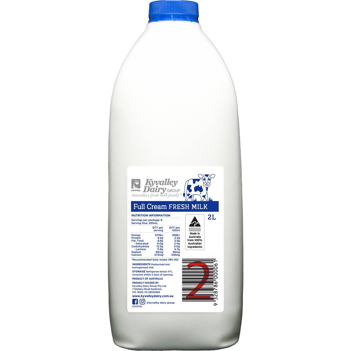 Kyvalley Farms Full Cream Milk 2l | Woolworths
