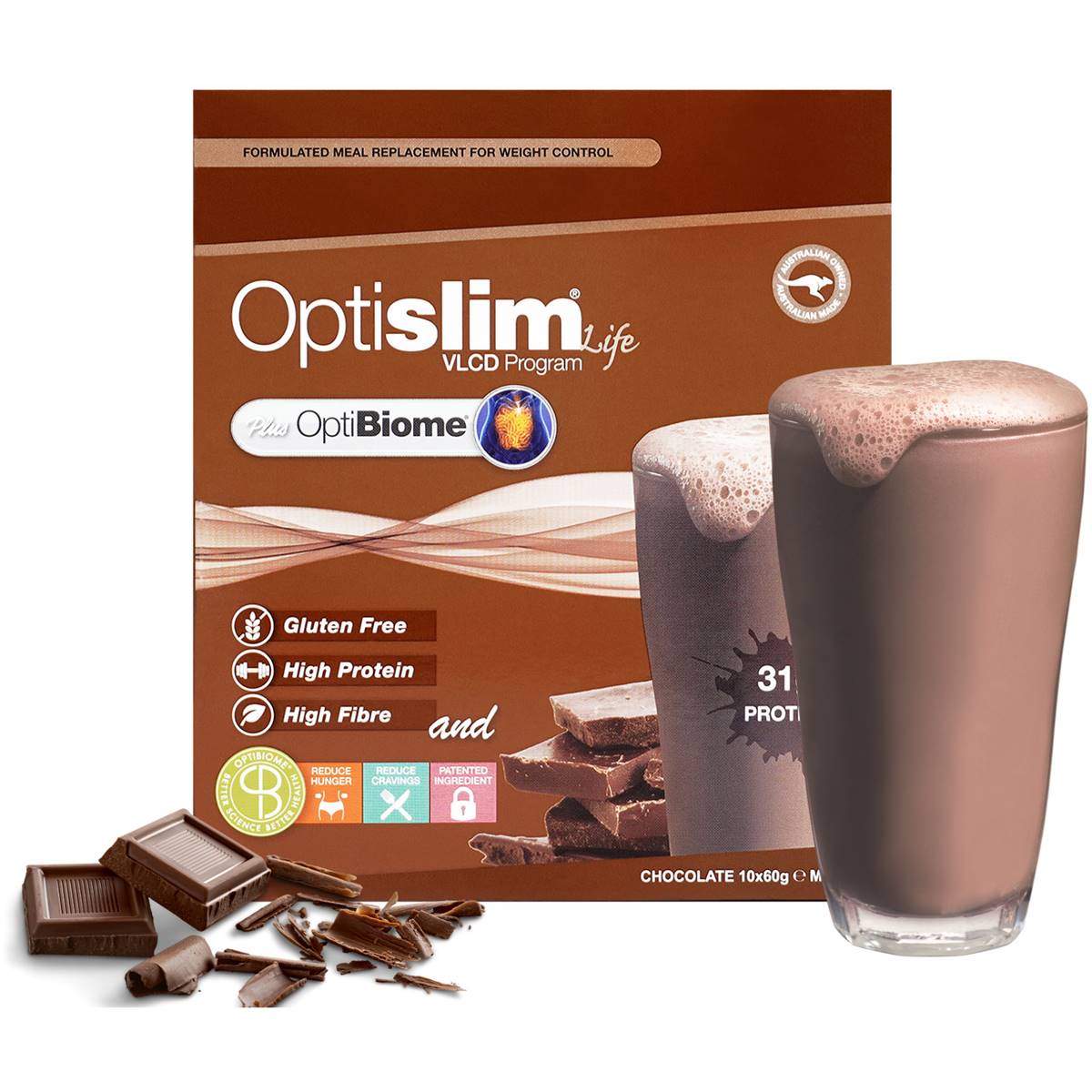 Optislim Optibiome Chocolate Shake 60g X 10 Pack | Woolworths