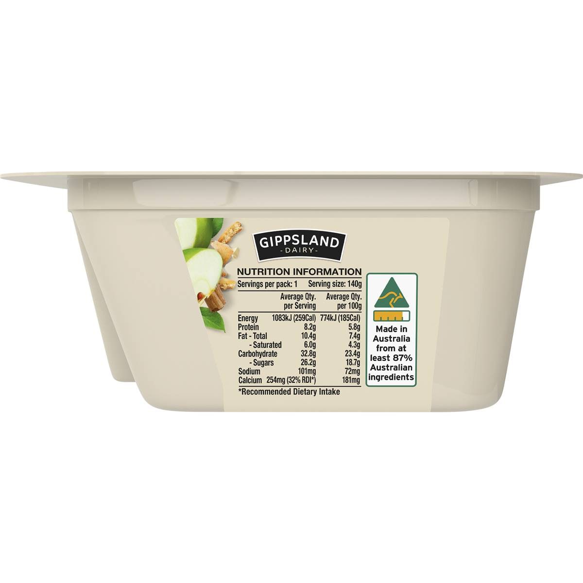 Gippsland Dairy Apple Pie Yoghurt 140g | Woolworths