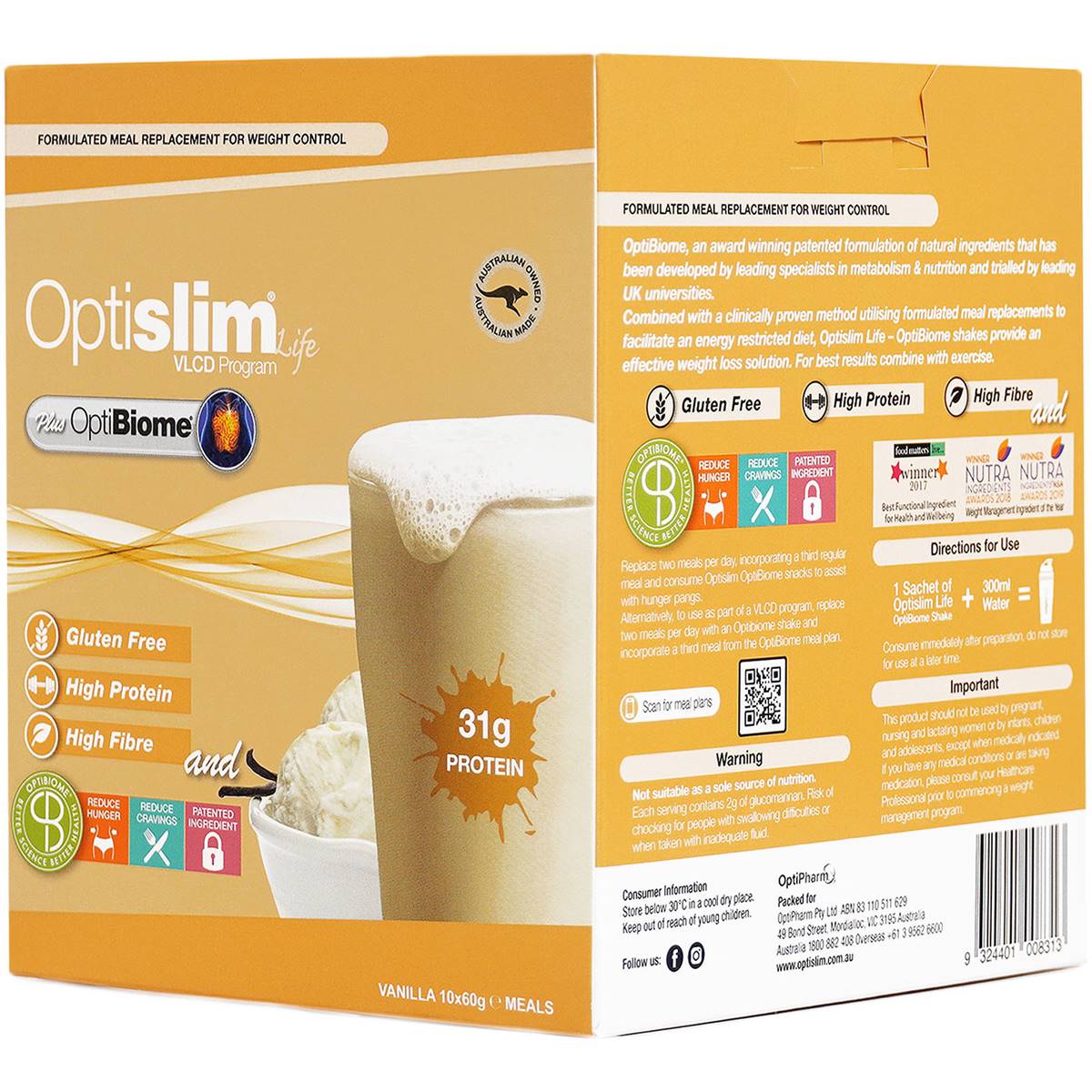 Optislim Optibiome Vanilla Shake 60g X 10 Pack | Woolworths