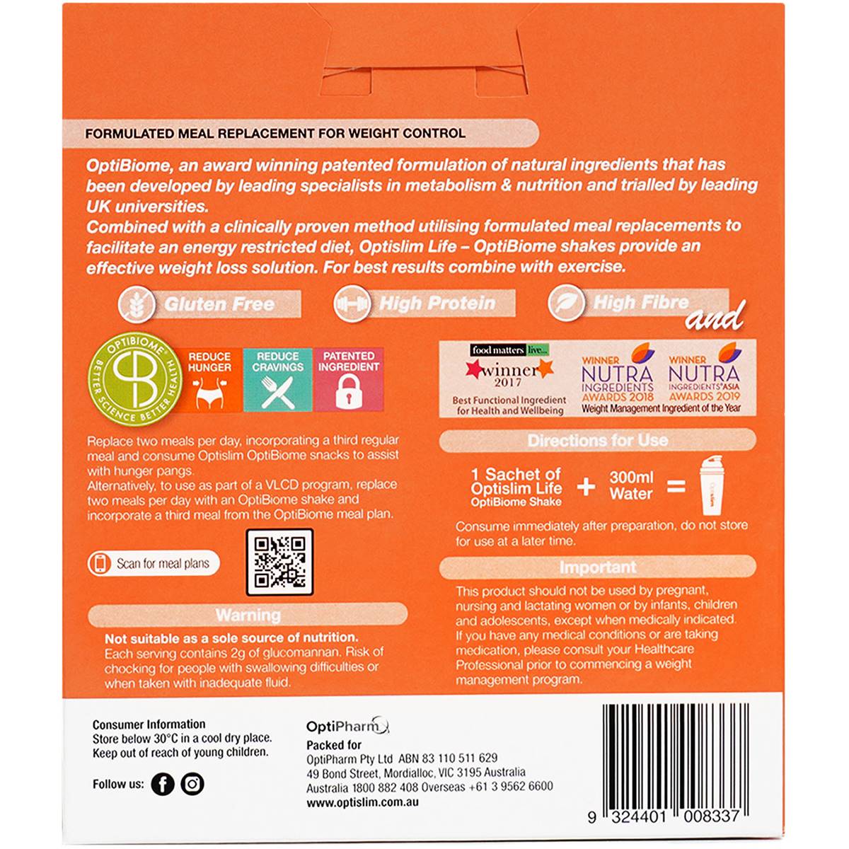 Optislim Optibiome Variety Shake Pack 60g X 10 Pack | Woolworths